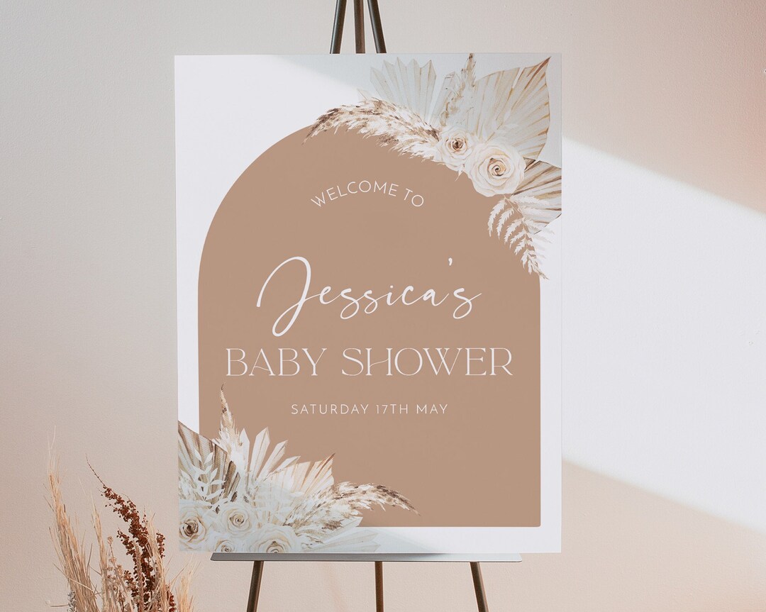 Boho Welcome Sign, Boho Baby Shower Welcome Sign, Boho Floral Baby ...