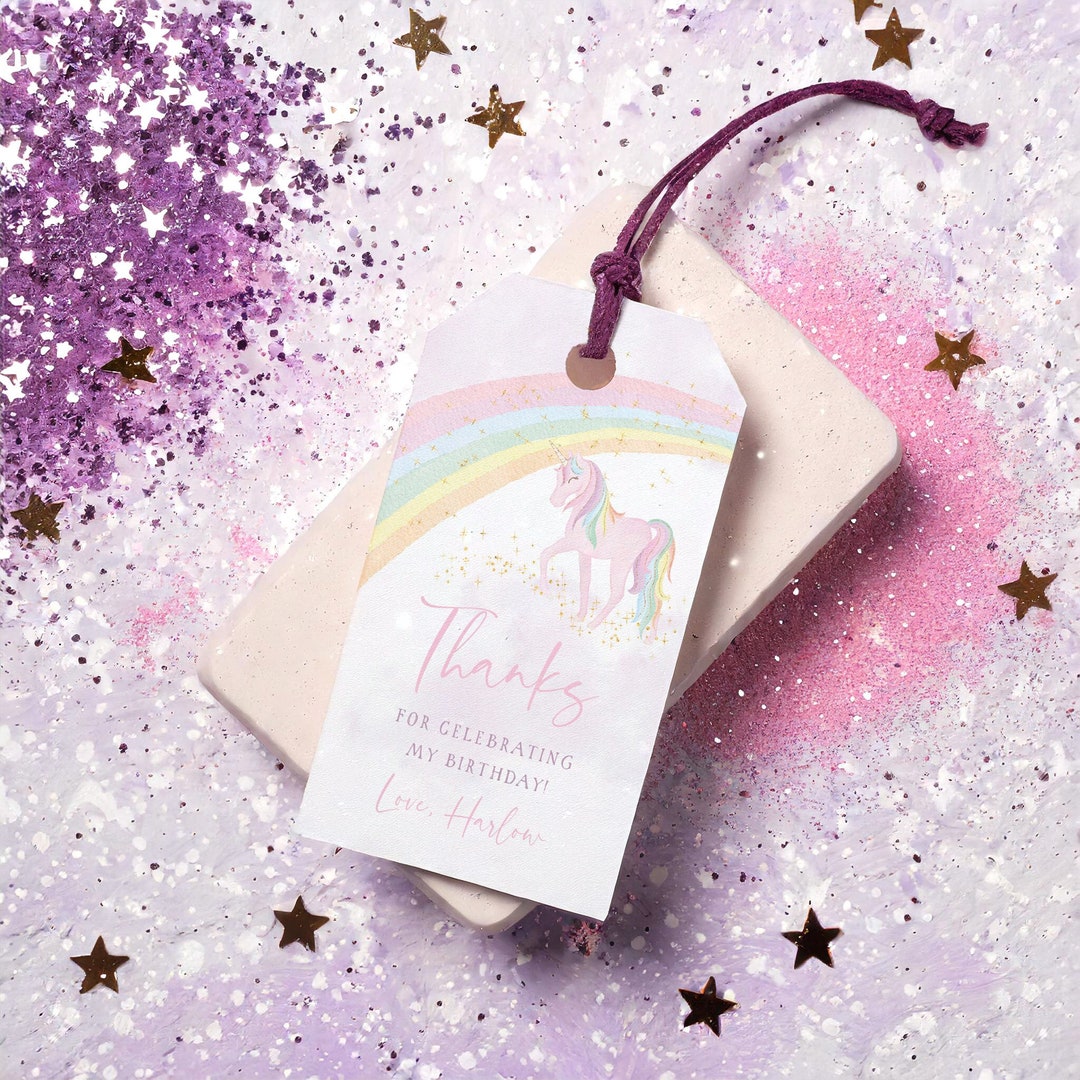 Unicorn Favor Tags, Unicorn 1st Birthday Thank You Tags, Rainbow 1st ...