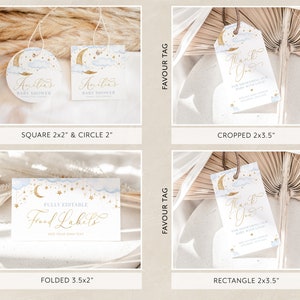 Over the Moon Baby Shower Invitation Bundle, Printable Baby Shower Moon ...