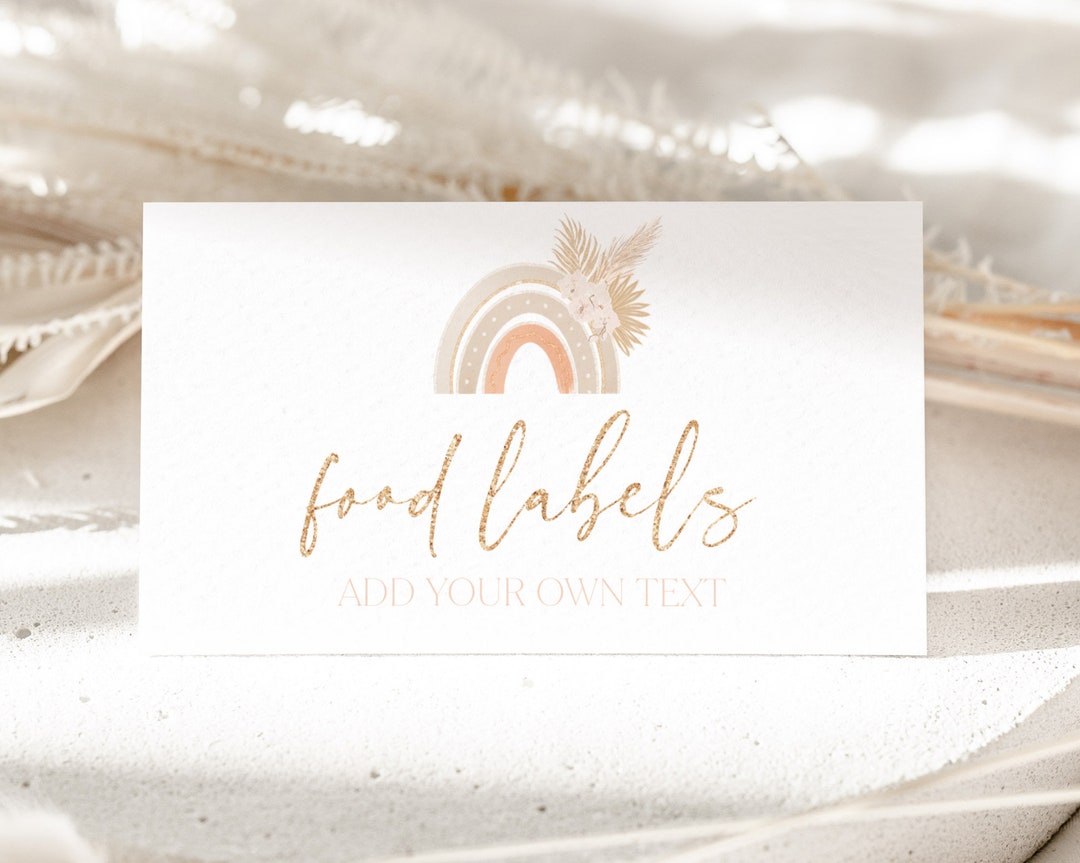 Rainbow Food Labels, Boho Food Label Card, Food Tent Card, Birthday ...