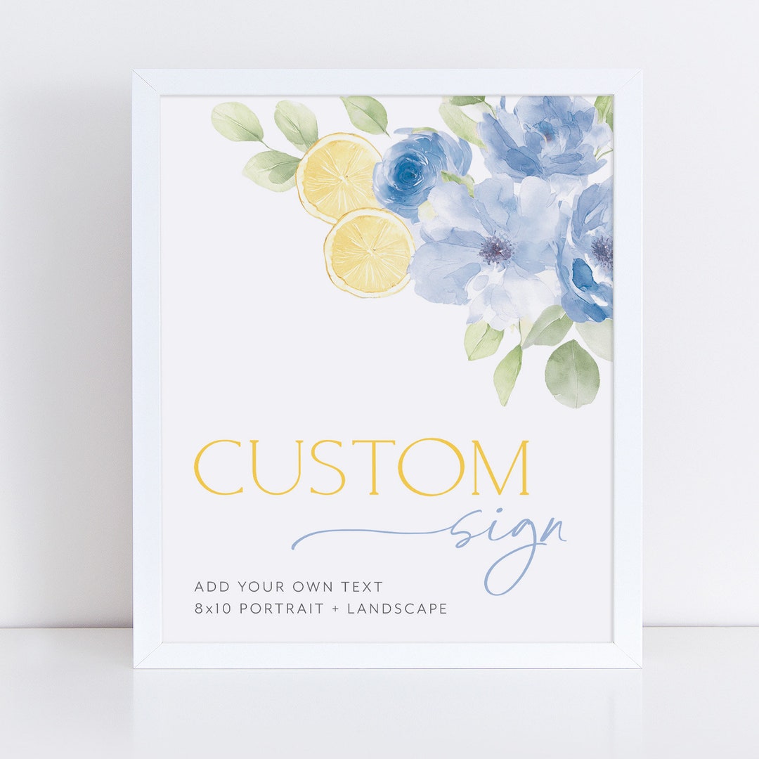 Main Squeeze Bridal Shower Signs 8x10, Editable Signs, Blue Lemon ...