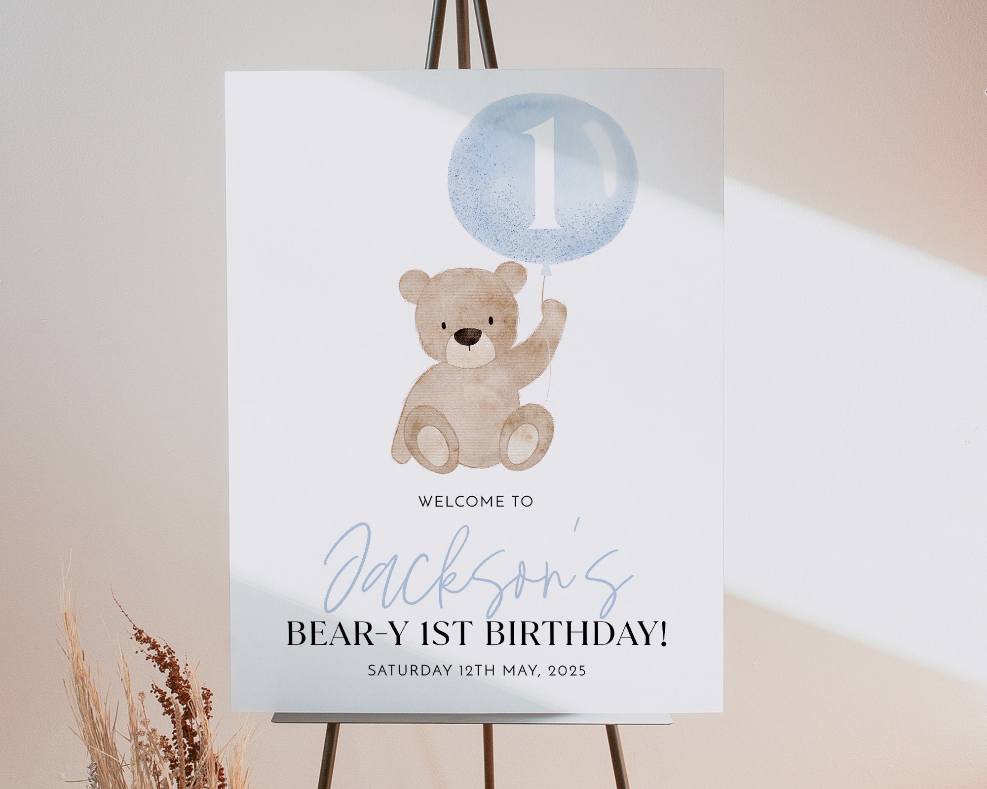 Bear Welcome Sign Beary 1st Birthday Welcome Sign Baby First - Etsy