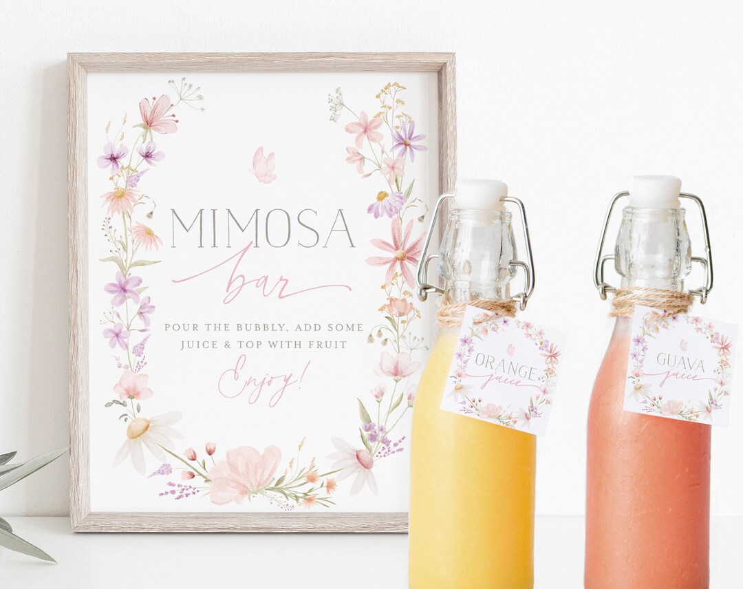 Wildflower Mimosa Bar Sign, Floral Mimosa Sign, Bridal Shower Mimosa ...