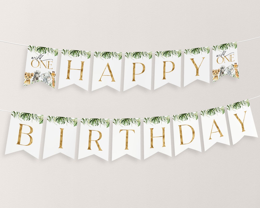 Wild One Birthday Banner, Happy Birthday Banner Printable, Happy 1st ...