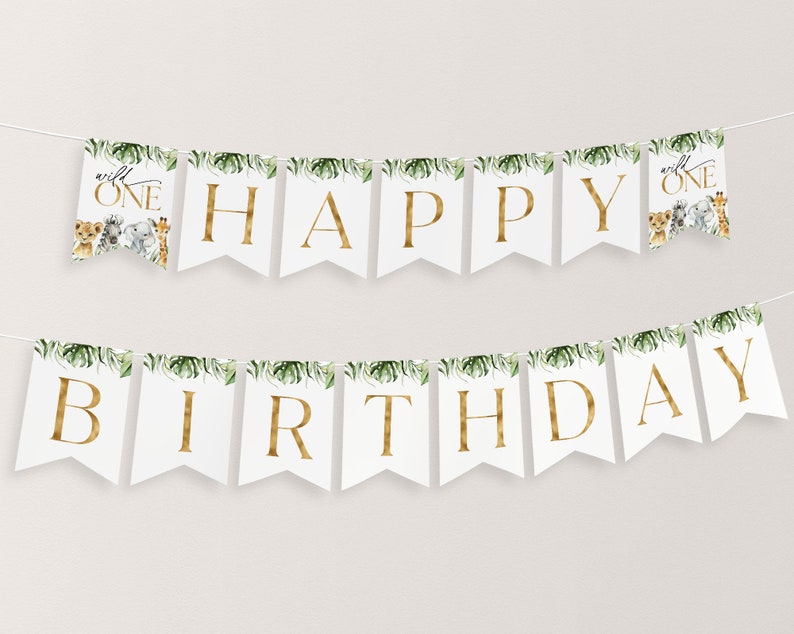 Wild One Birthday Banner Happy Birthday Banner Printable - Etsy