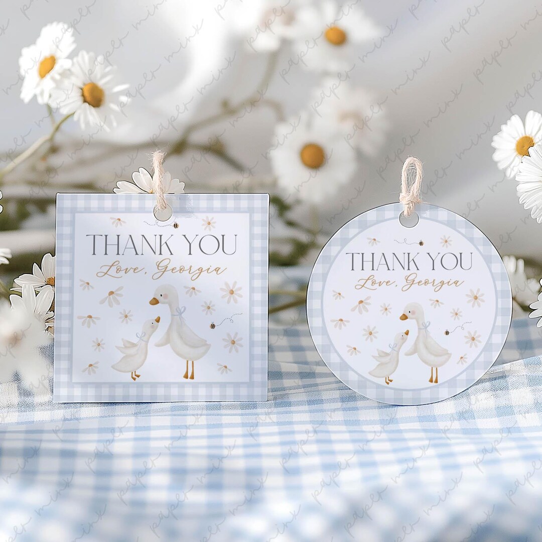 Silly Goose Favor Tags, Blue Goose Baby Shower Favour Tags Printable ...