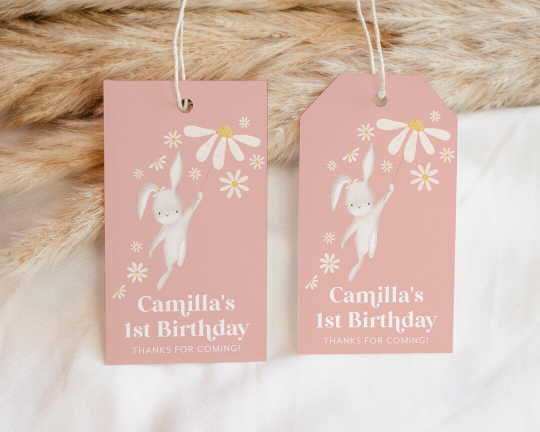 Some Bunny Favor Tags, Bunny 1st Birthday Thank You Tags, Daisy 1st ...