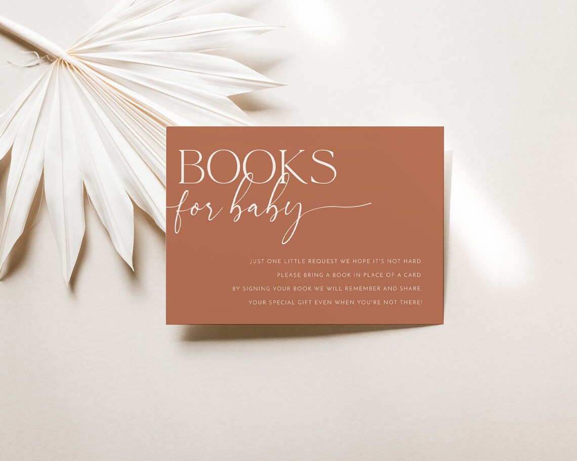 Books for Baby Card Printable, Book Request Card, Boho Baby Shower Book ...