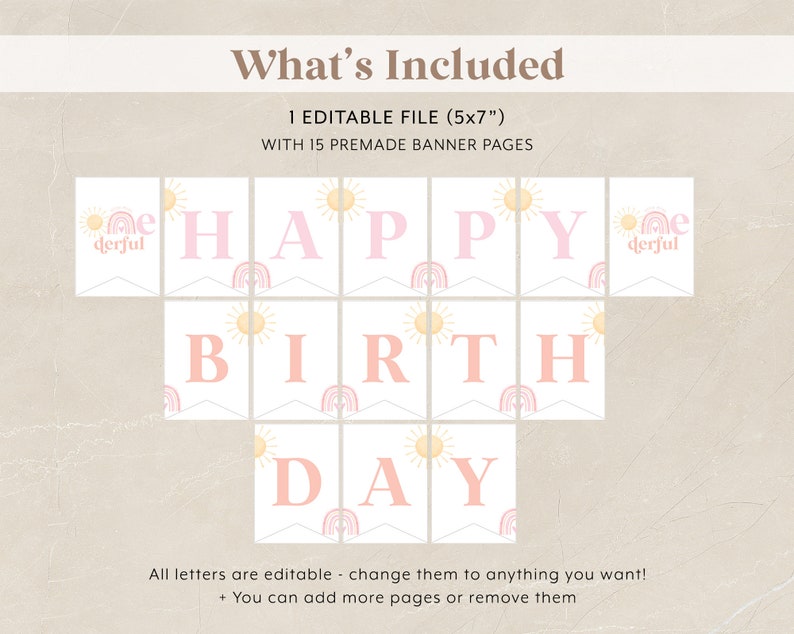 Rainbow Birthday Banner Printable Happy 1st Birthday Banner - Etsy