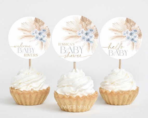 Boho Cupcake Toppers Boy Baby Shower Cupcake Toppers - Etsy