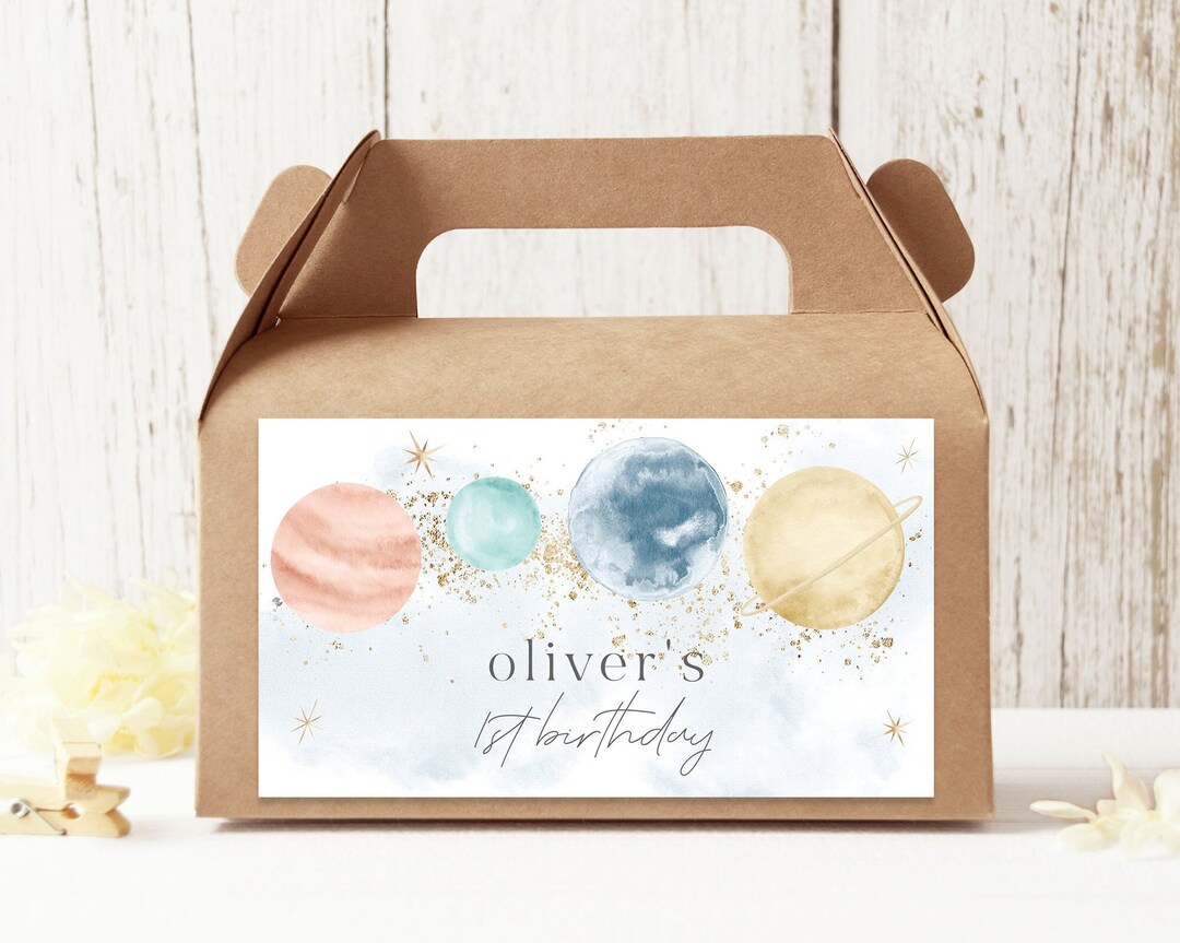 Gable Box Label Printable, First Trip Around the Sun Box Label, Favor ...