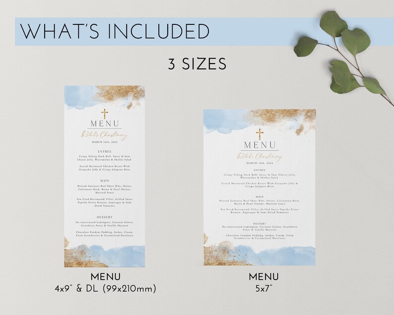 Christening Menu Template Printable Baptism Menu Template - Etsy Australia