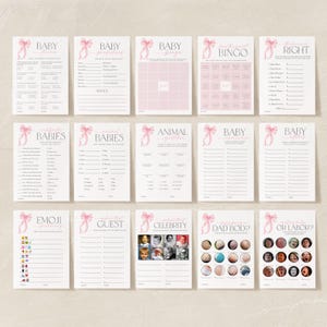 Pink Bow Baby Shower Games, Pink Bow Games Printable, Pink Bows Girl ...
