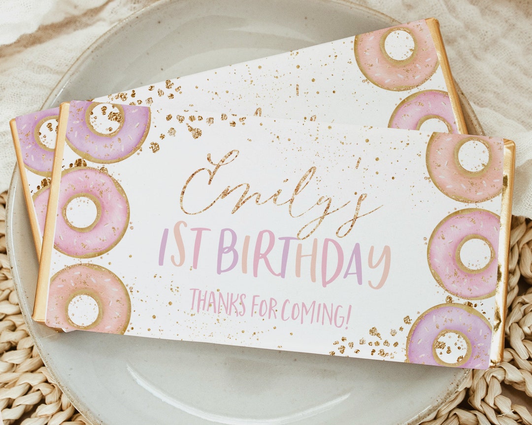 Donut Chocolate Bar Wrapper Template, Printable Candy Bar Wrapper, 1st ...