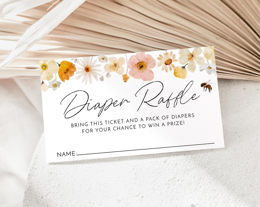 Bee Diaper Raffle Card, Bee Baby Shower Diaper Raffle Card, Editable ...