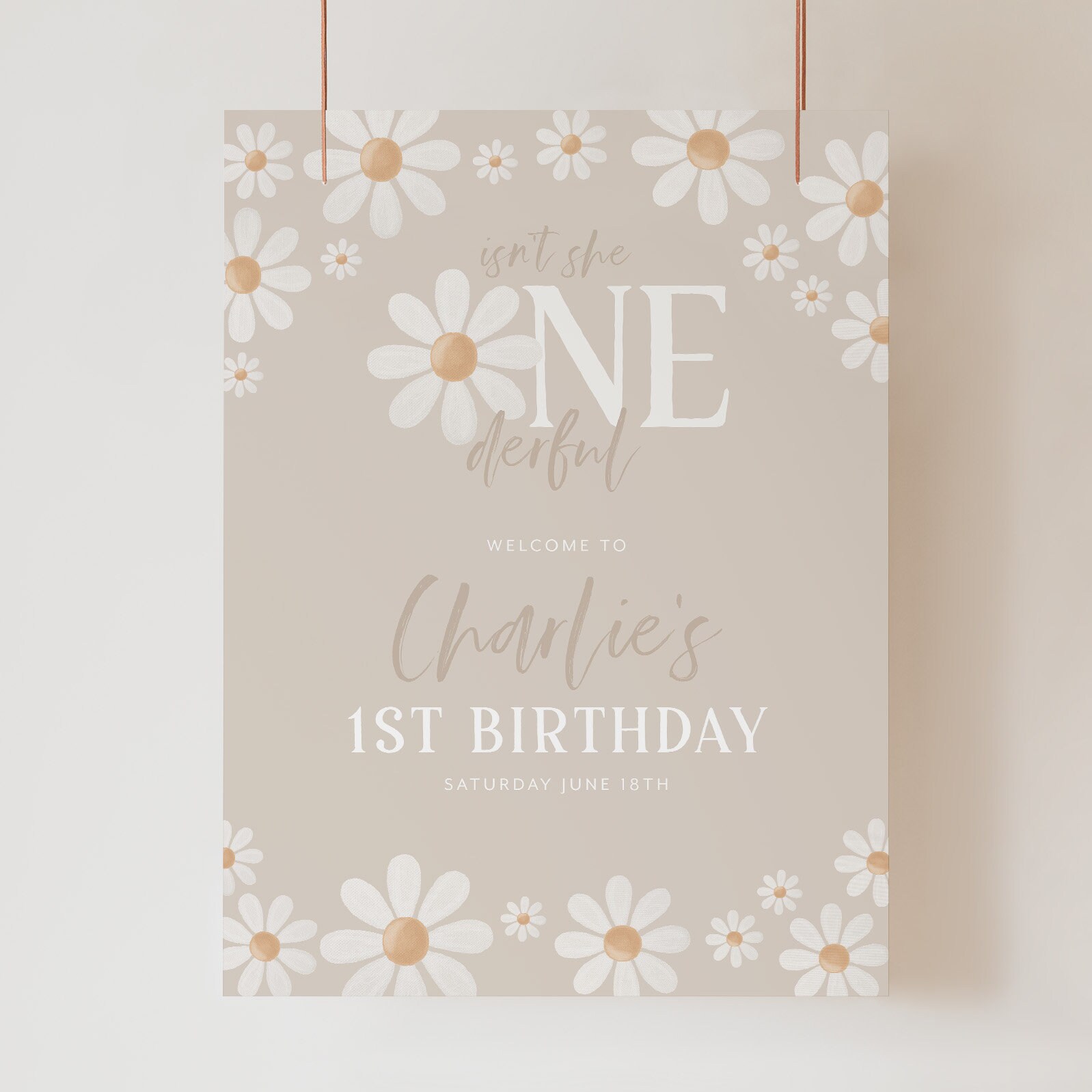 Daisy Welcome Sign Printable, Daisy Flower 1st Birthday Welcome Sign ...