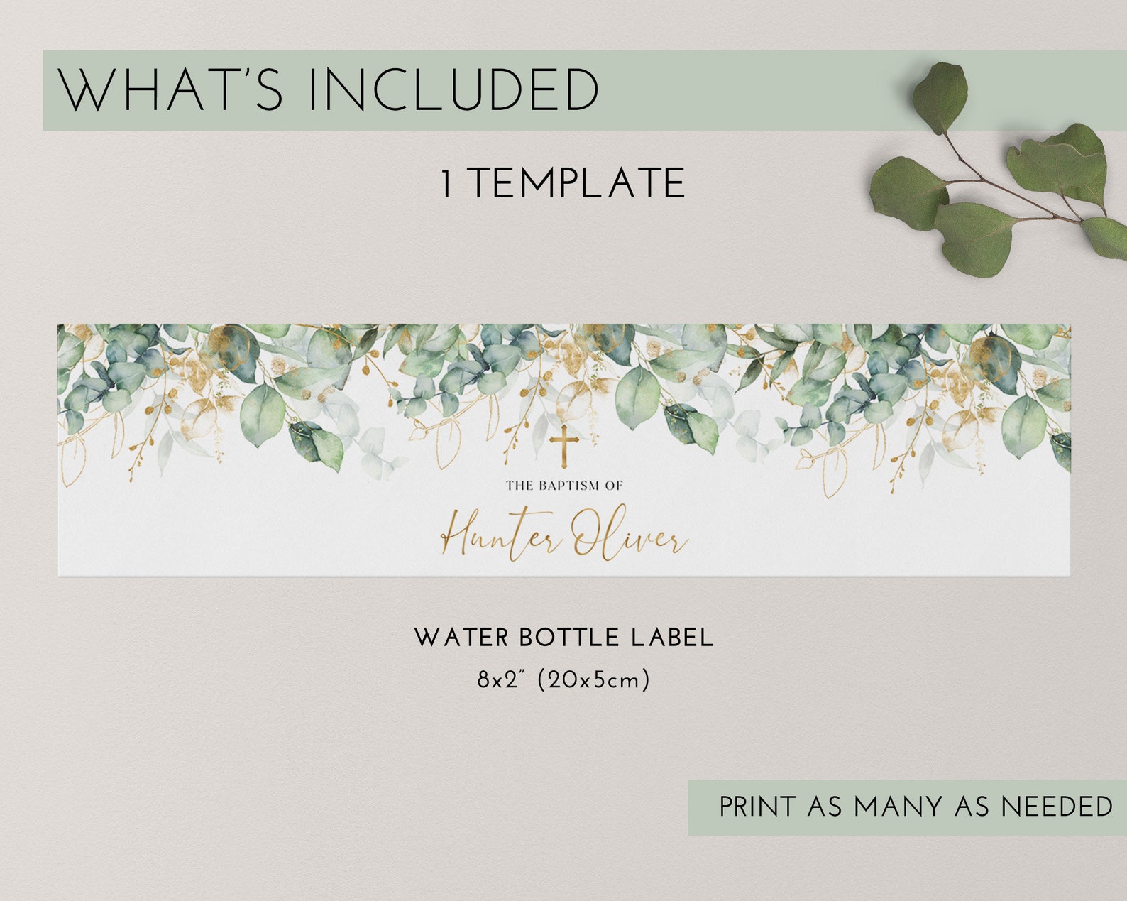 Baptism Water Bottle Label, Christening Water Label, Printable Water ...