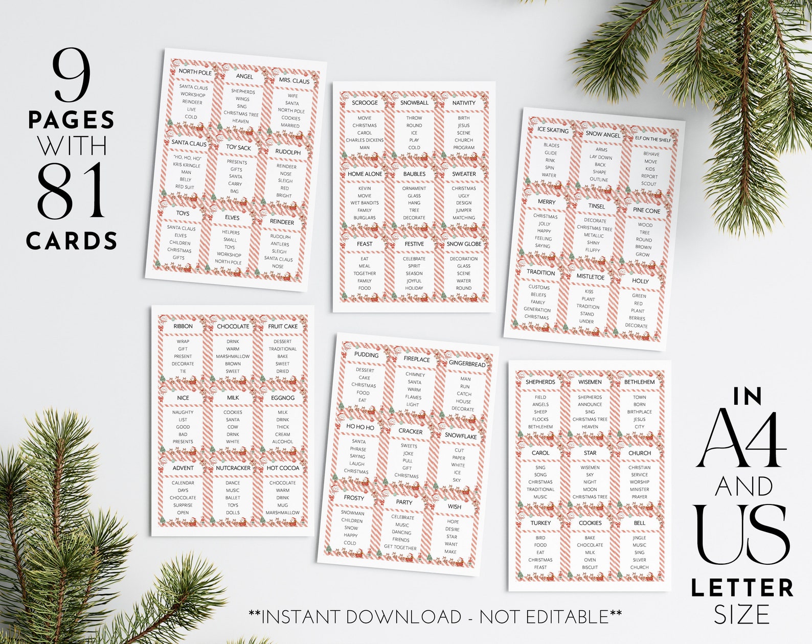 Christmas Taboo Game, Printable Holiday Game, Family Christmas Games ...