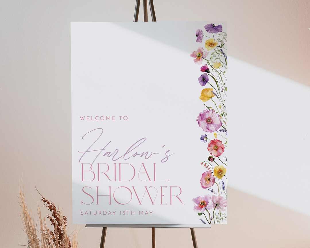 Floral Bridal Shower Welcome Sign Printable, Floral Welcome Sign ...
