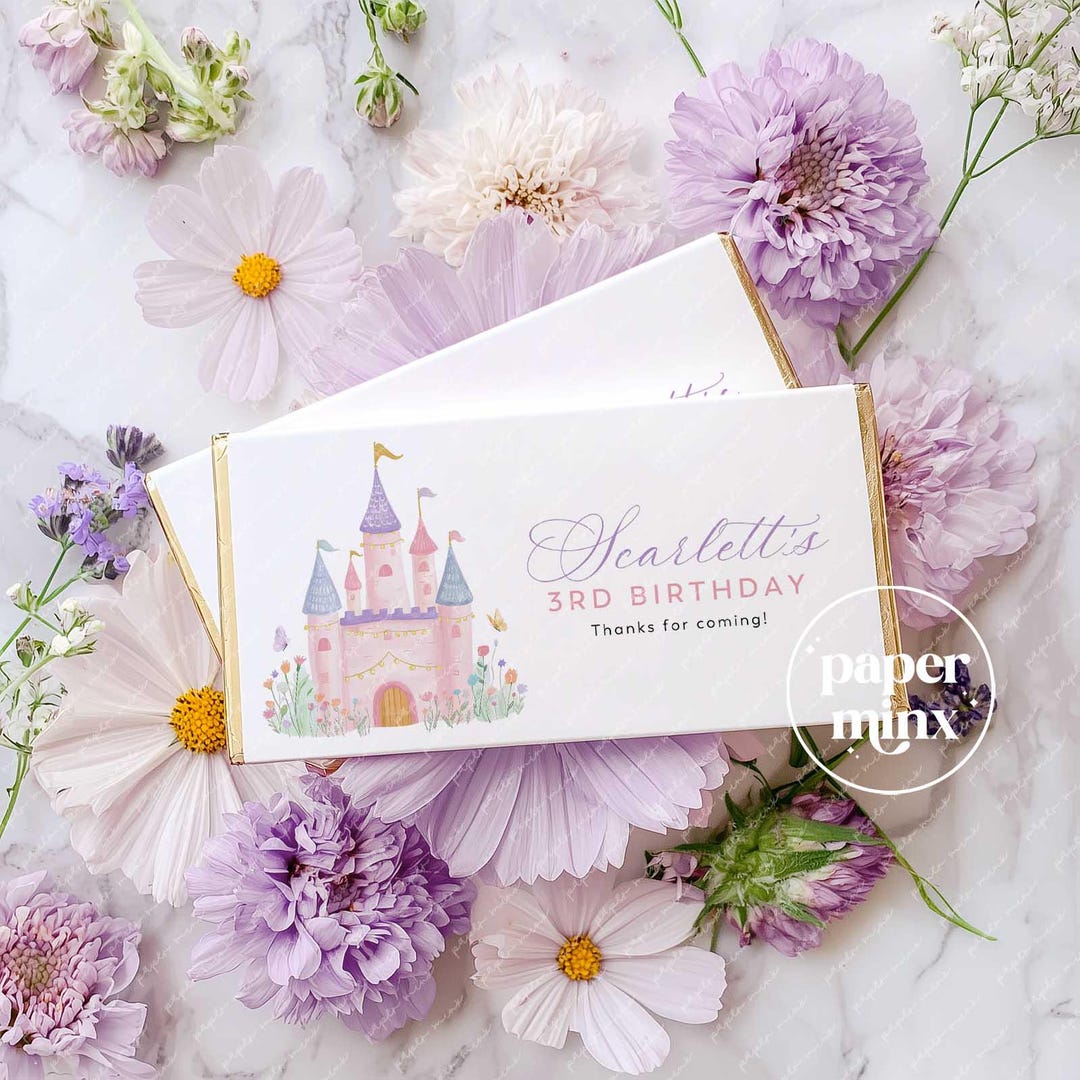 Princess Castle Chocolate Wrapper Printable, Girls Birthday Candy Bar ...