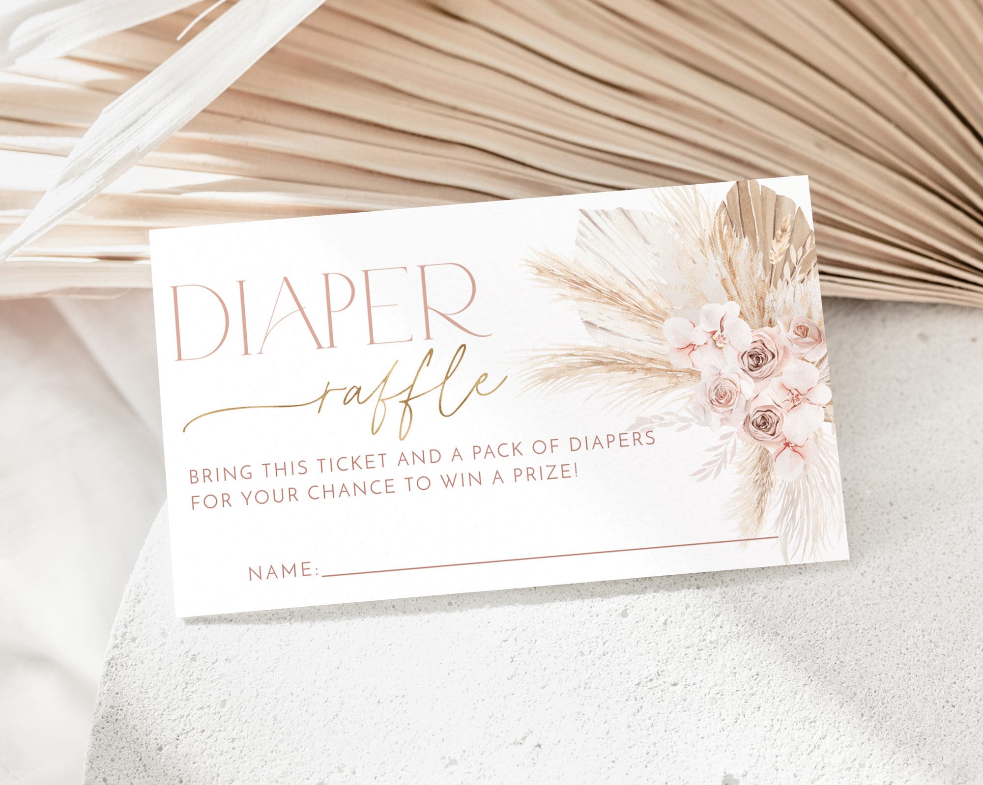 Boho Diaper Raffle Card Pink Baby Shower Diaper Raffle Card - Etsy