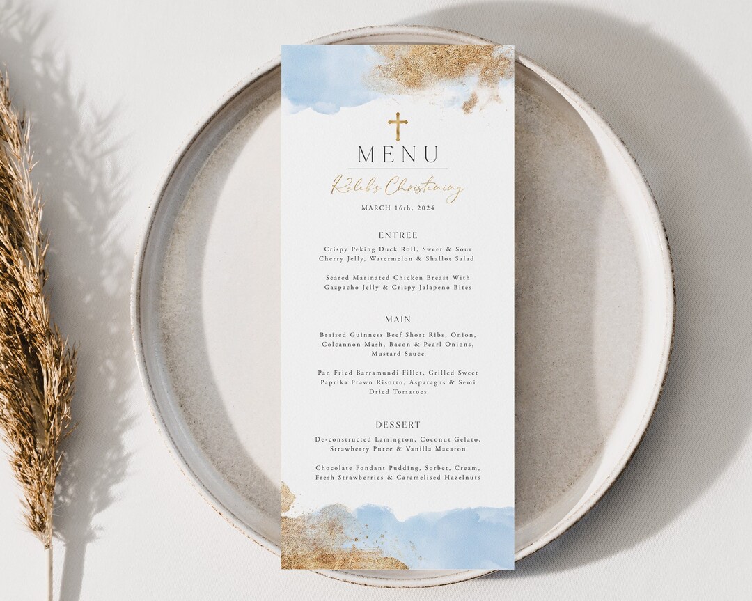 Christening Menu Template, Printable Baptism Menu Template, Printable ...