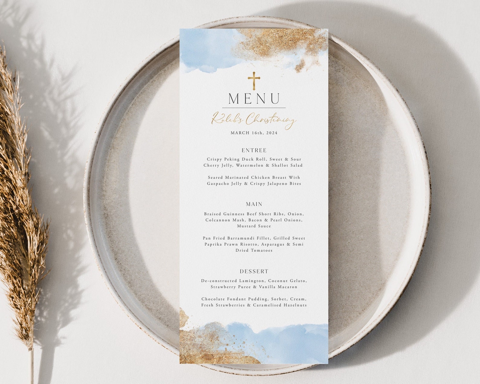 Christening Menu Template Printable Baptism Menu Template - Etsy Australia
