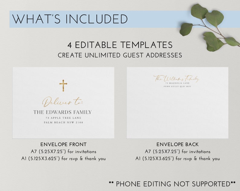 Envelope Addressing Template Baptism Envelope Address - Etsy