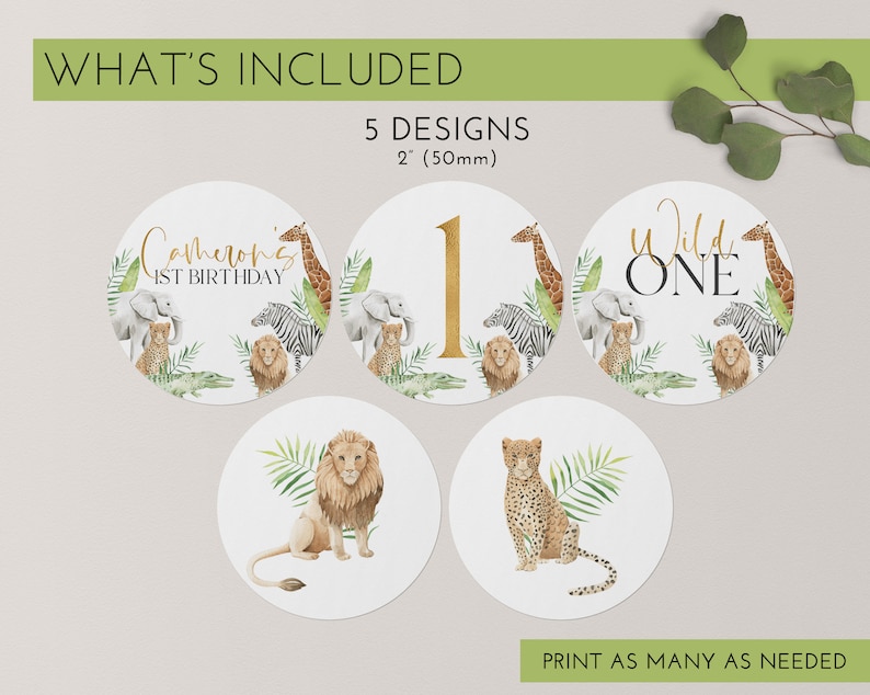 Wild One Cupcake Toppers Printable Cupcake Toppers Safari - Etsy