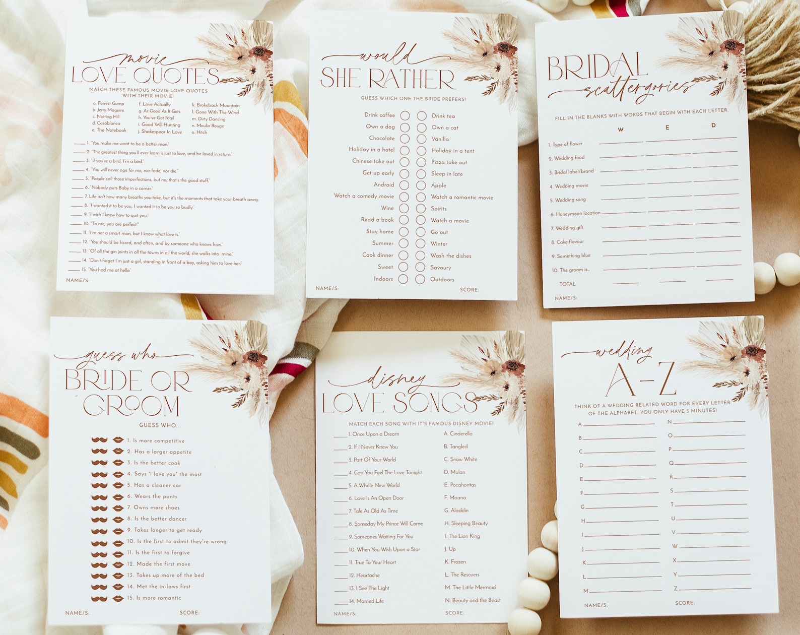 Boho Bridal Shower Games Floral Bridal Shower Editable Games - Etsy