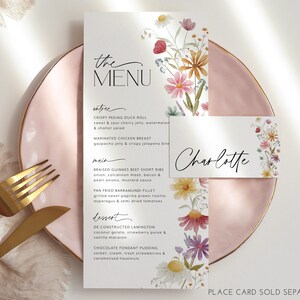 Wildflower Menu Template, Printable Bridal Shower Menu, Flower Menu ...