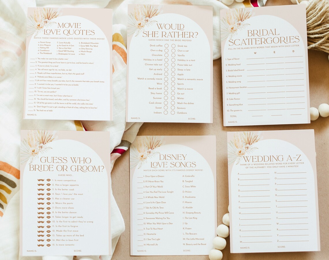 Boho Bridal Shower Games, Bridal Shower Editable Games, Printable Games ...