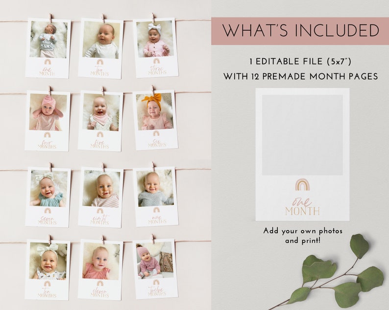 First Year Photos Rainbow 1st Birthday Milestone Photos | Etsy