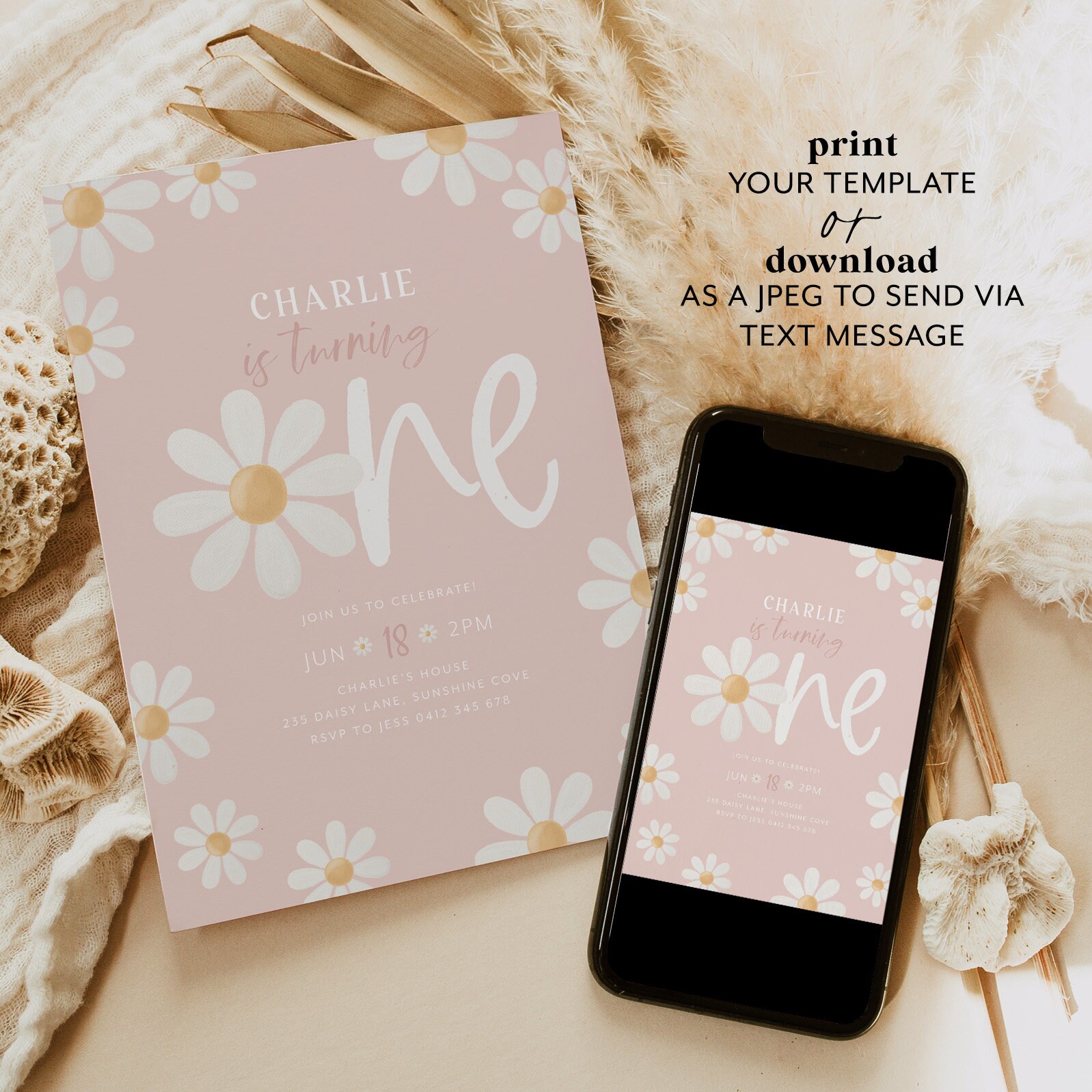 Daisy Birthday Invitation, Flower 1st Birthday Invite, Daisy Invitation ...