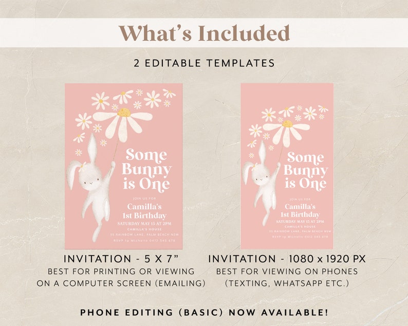 Some Bunny is One Invitation Daisy Some Bunny is Turning One - Etsy