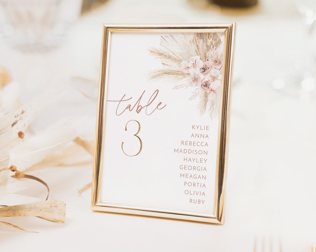 Pink Boho Table Numbers, Bridal Shower Table Numbers, Boho Table ...