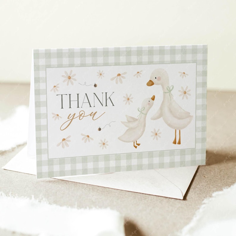 Goose Baby Shower Thank You Card Template (printable) - Etsy