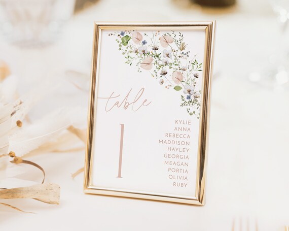 Floral Table Numbers Bridal Shower Table Numbers Wildflower - Etsy