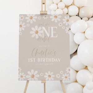 Daisy Welcome Sign Printable, Daisy Flower 1st Birthday Welcome Sign ...