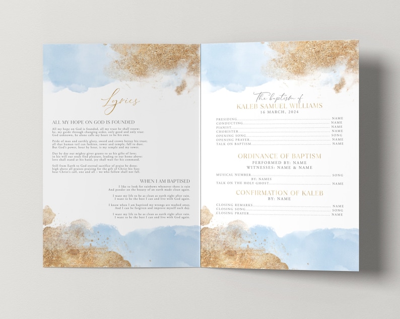 Baptism Programs Printable Christening Program Template | Etsy