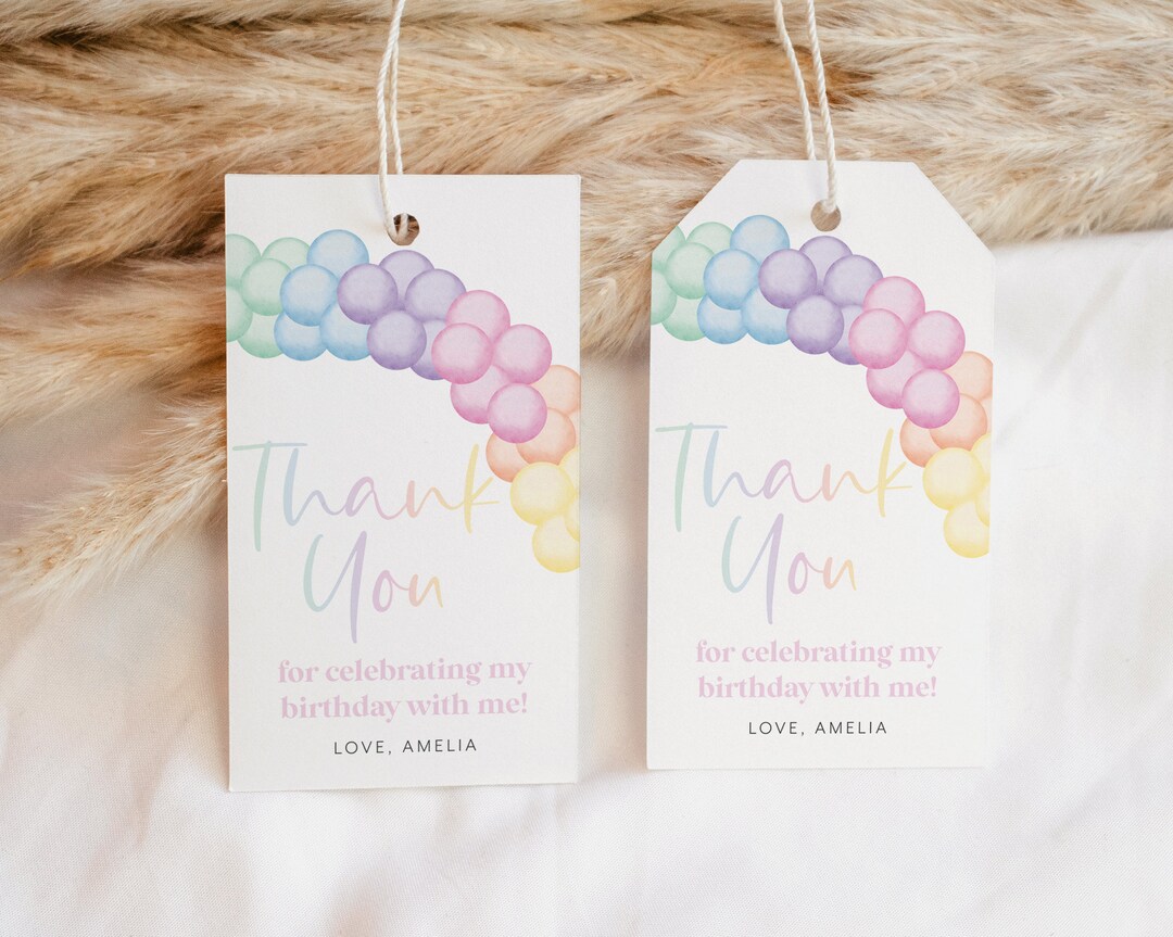 Pastel Rainbow Favor Tags, Pastel 1st Birthday Thank You Tags, Rainbow ...