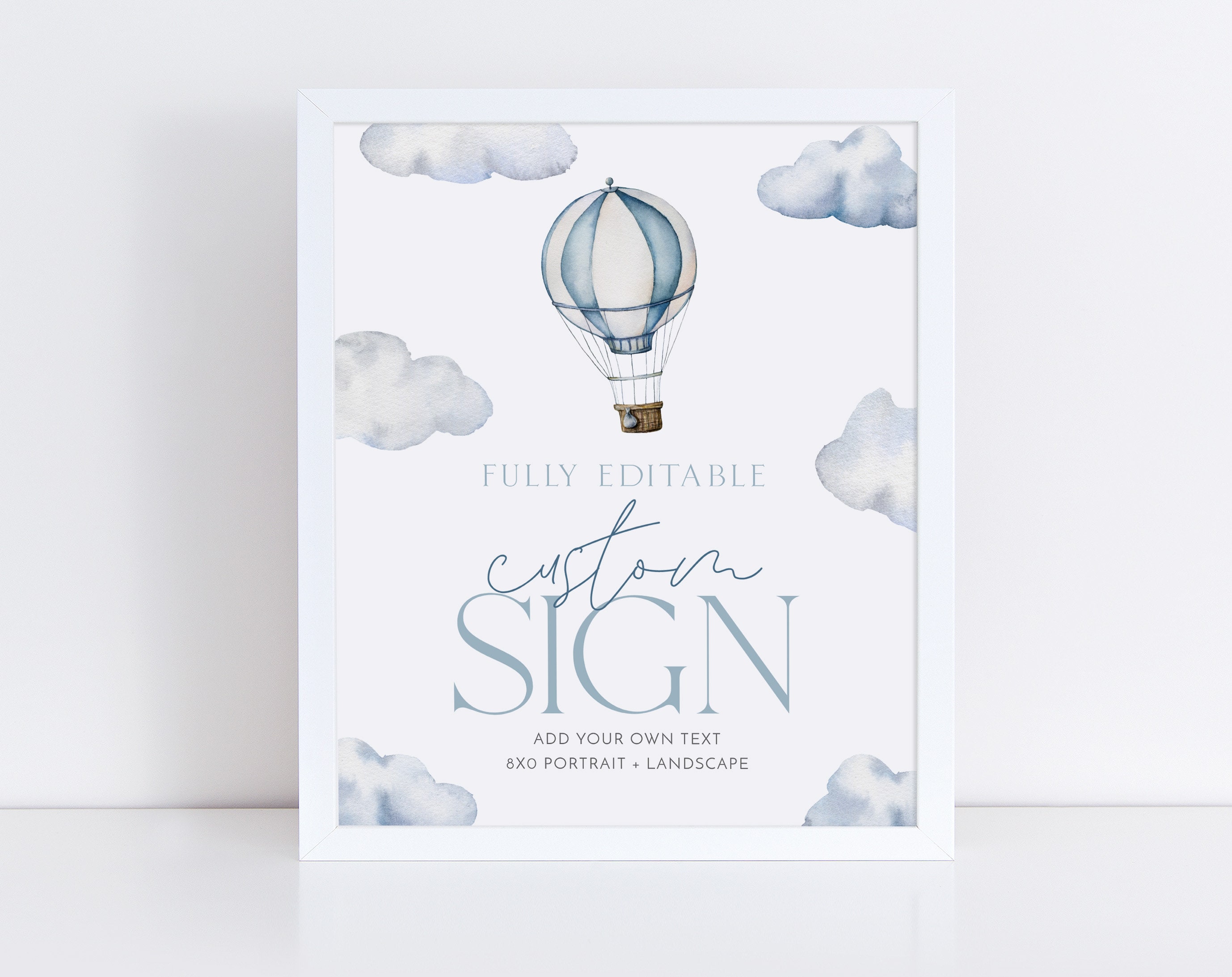 Hot Air Balloon Editable Sign Custom 8x10 Sign Mr Onederful - Etsy