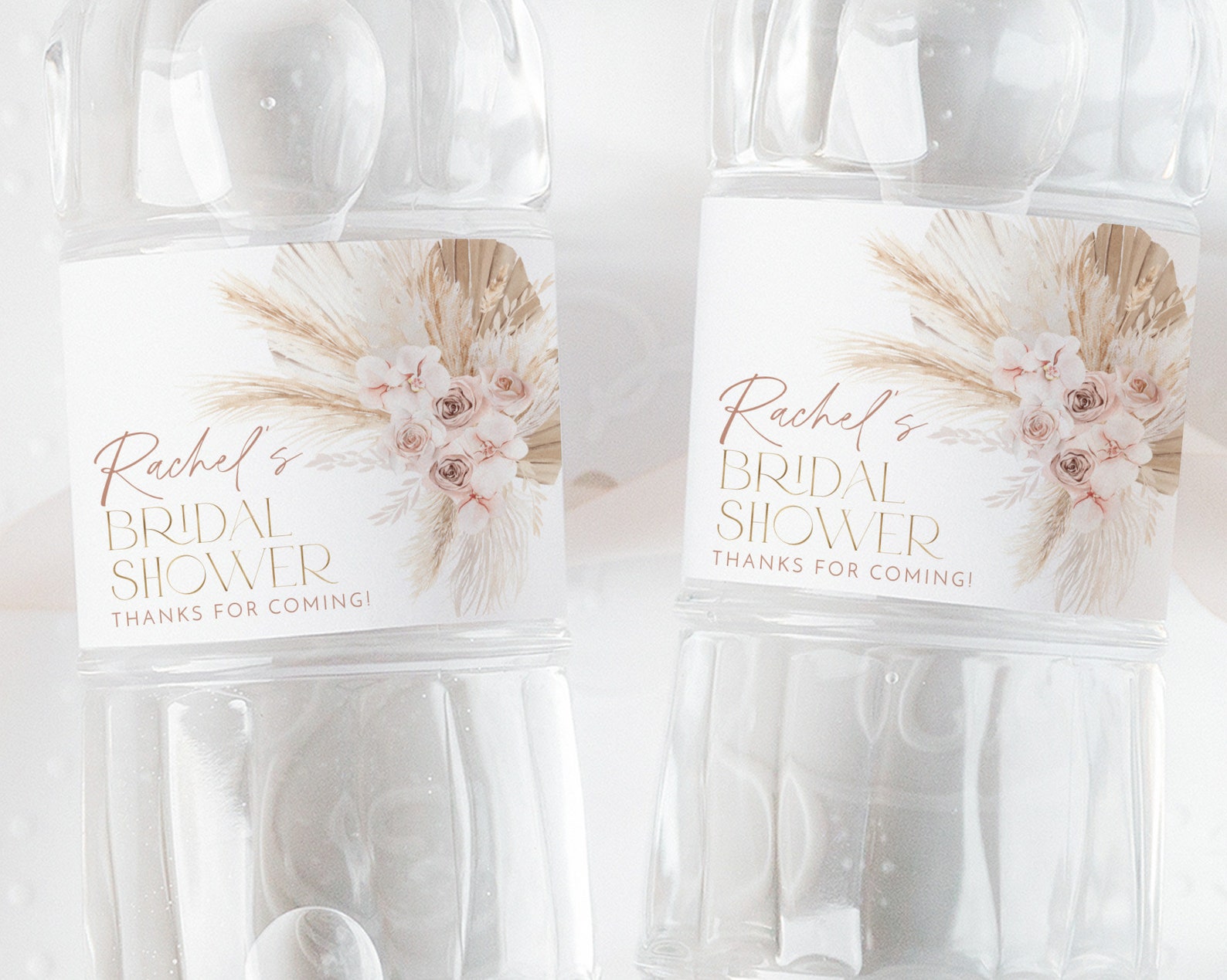 Pink Boho Water Bottle Label Bridal Shower Water Label - Etsy
