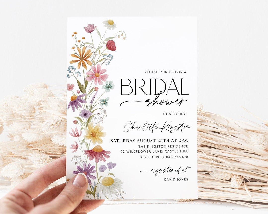 Wildflower Bridal Shower Invitation, Love in Bloom Invitation, Floral ...