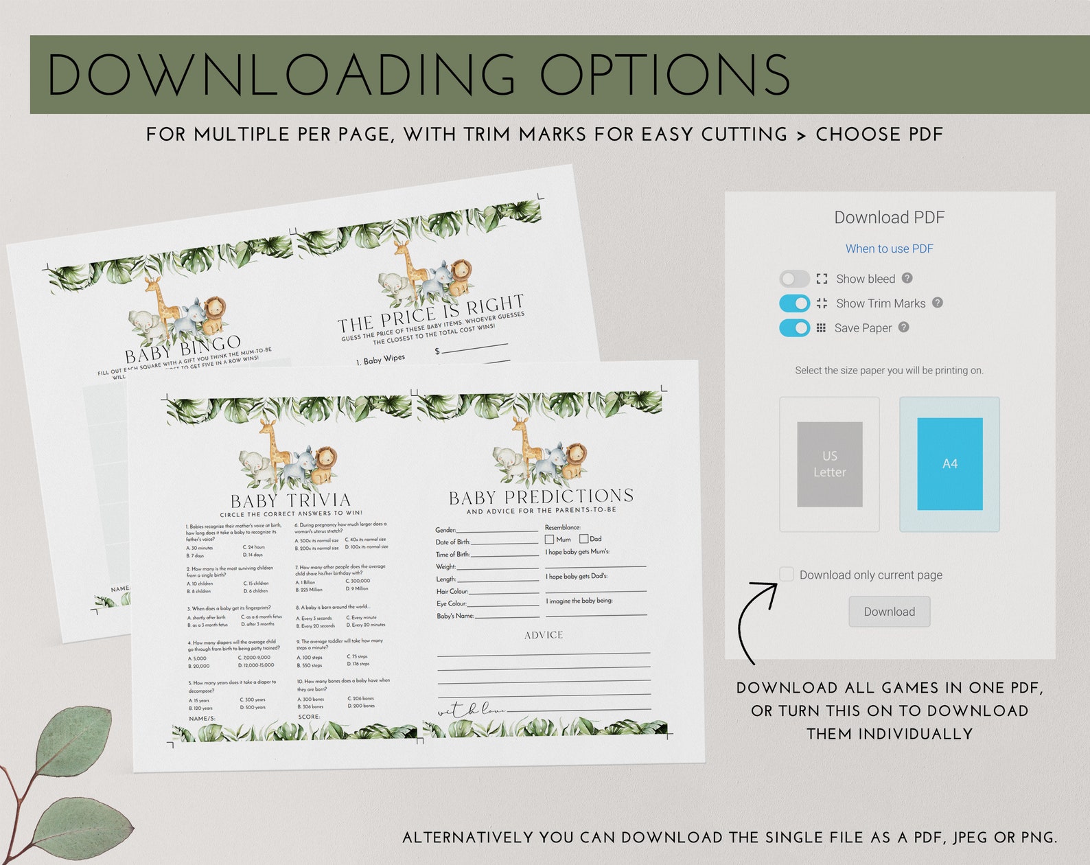 Safari Baby Shower Games Jungle Animal Baby Shower Games - Etsy