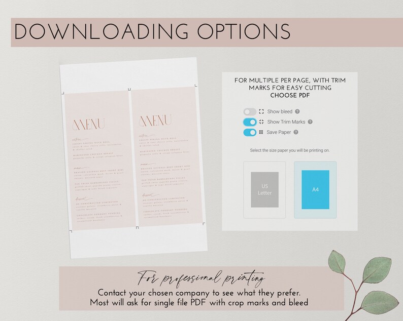 Neutral Menu Template Printable Bridal Shower Menu - Etsy