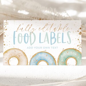 Donut Food Labels, Donut Birthday Food Label Card, Food Tent Card ...