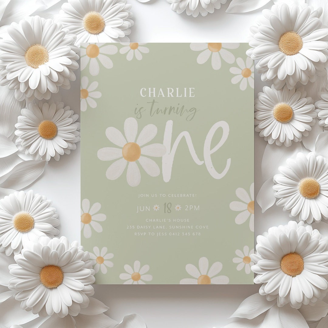 Daisy Birthday Invitation, Flower 1st Birthday Invite, Daisy Invitation ...