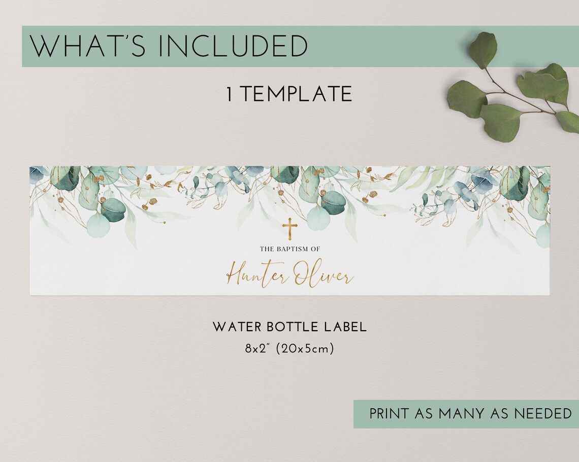 Baptism Water Bottle Label Christening Water Label Printable | Etsy