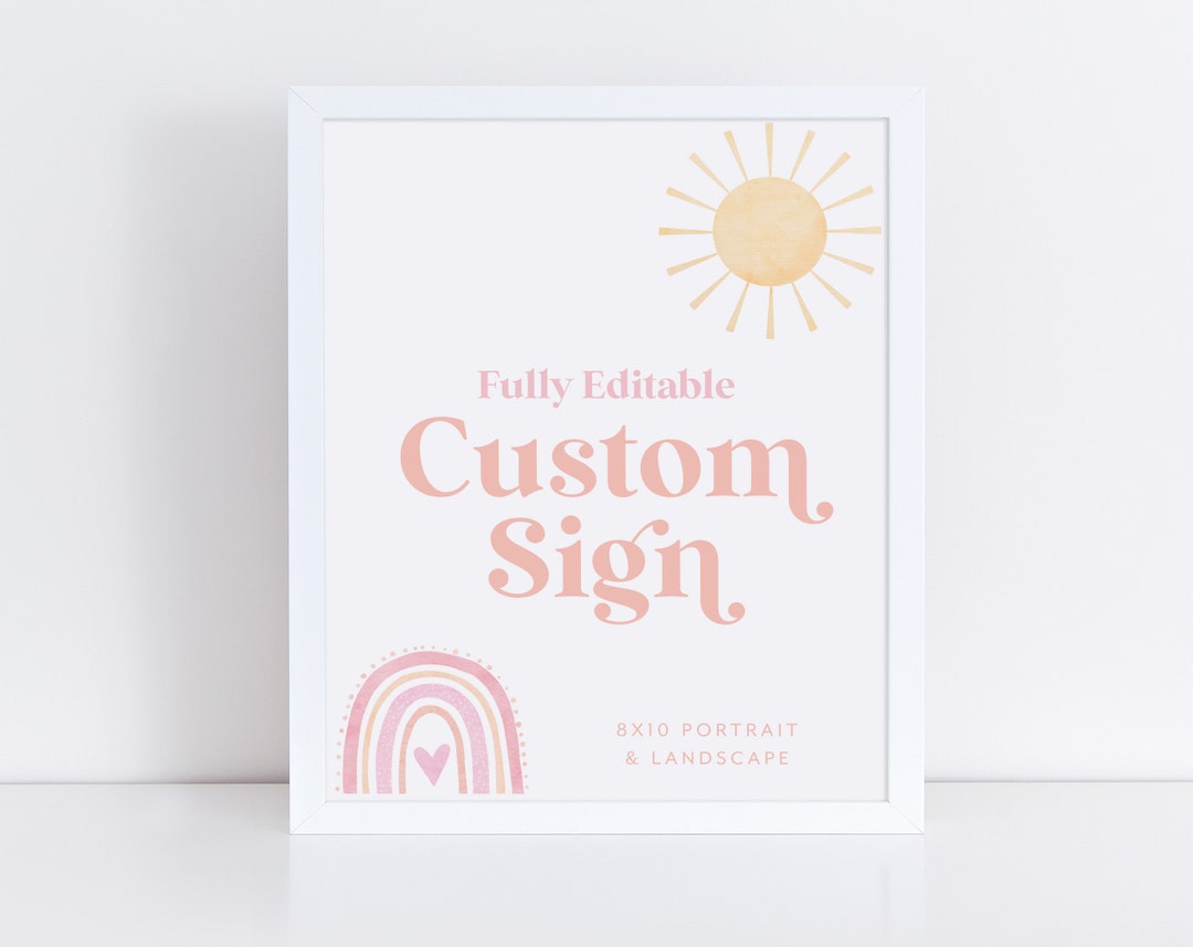 Rainbow Editable Sign, Custom 8x10 Sign, Printable Rainbow Birthday ...
